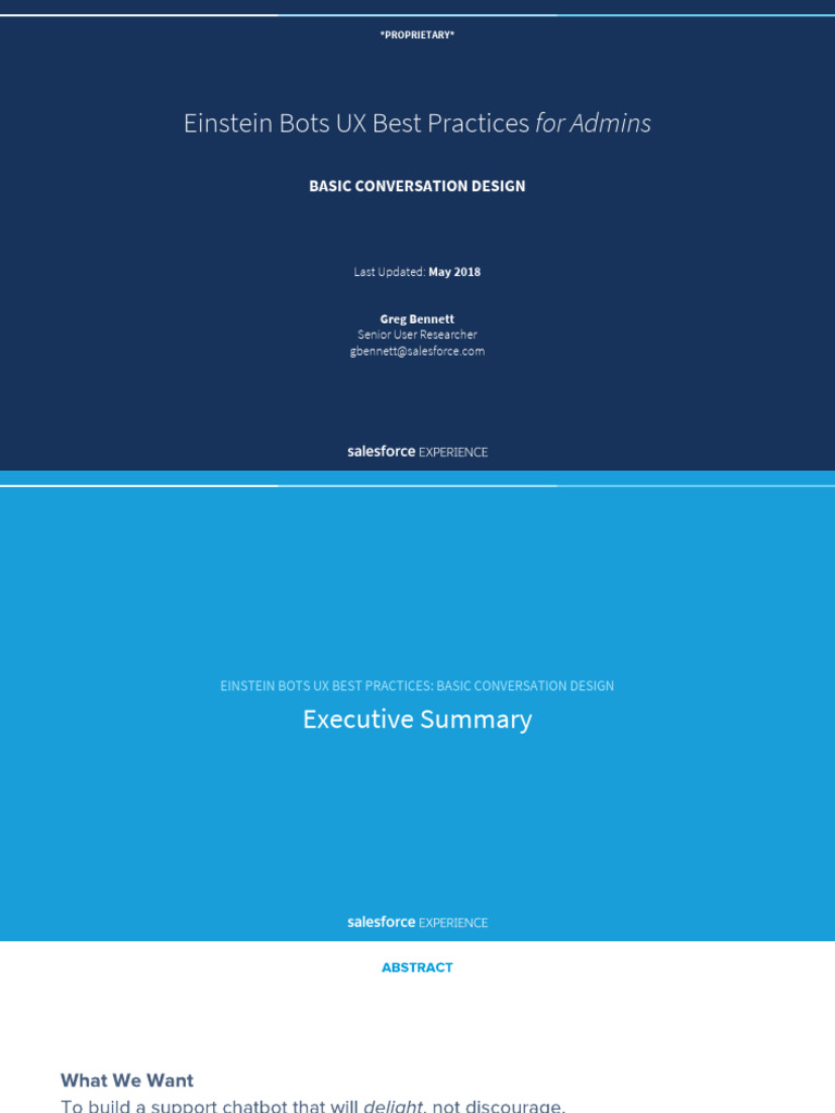 Einstein Bots UX Best Practices For Admins - Basic Conversation Design - 0518 | PDF | Menu ...
