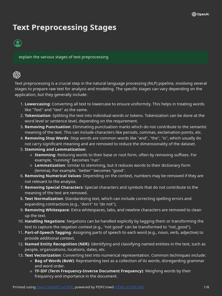 Text Preprocessing Stages | PDF | Parsing | Syntax