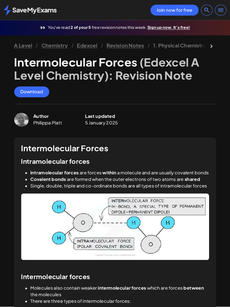 Intermolecular Forces: (Edexcel A Level Chemistry) : Revision Note ...
