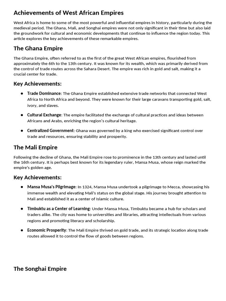 West African Empires Overview | PDF | West Africa | Africa