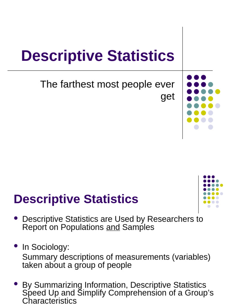 Lec01 03 Descriptive Statistics | PDF | Standard Deviation | Statistical Analysis