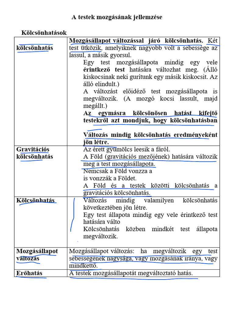 A Testek Mozgásának Jellemzése | PDF