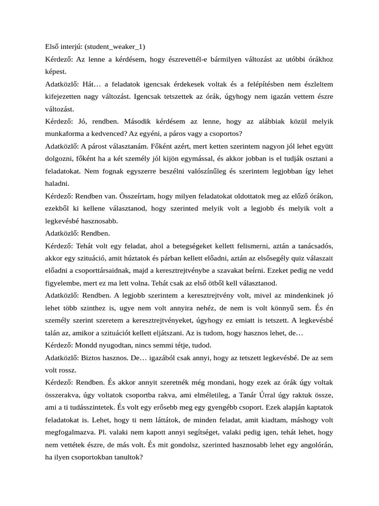 Első Interjú | PDF