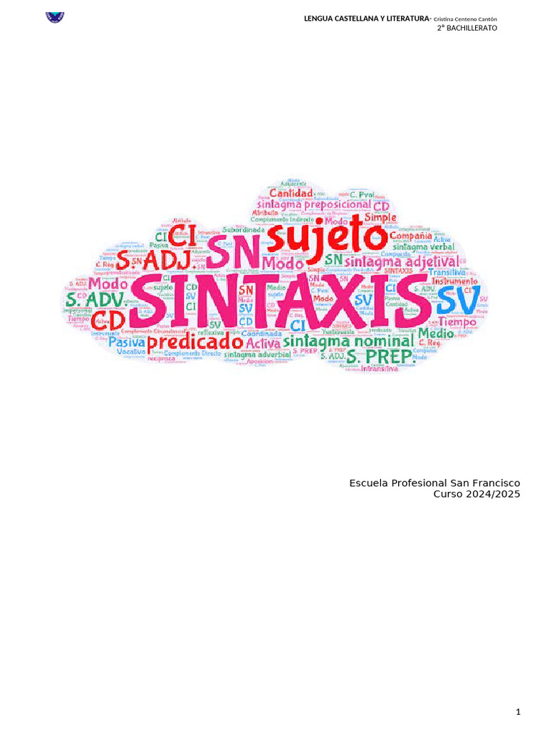 Lengua Cris 2024-25 Libro Sintaxis | PDF | Verbo | Adverbio