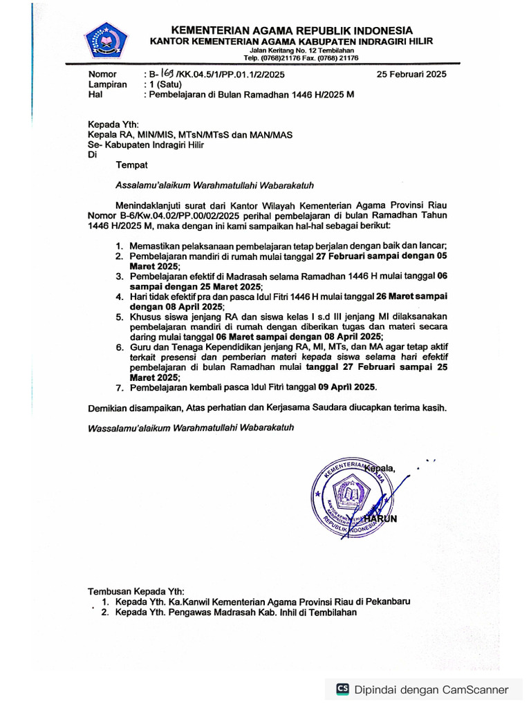 Surat Pembelajaran di bulan Ramadhan 2025 | PDF