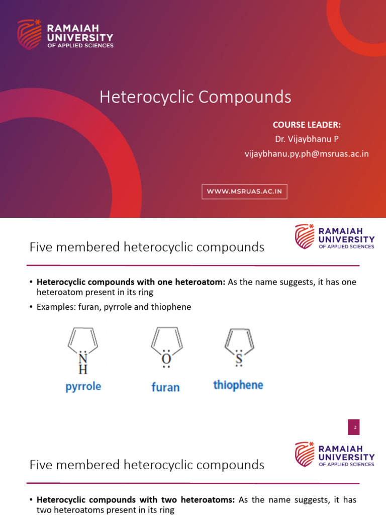 Heterocyclic Compounds Overview | PDF | Heterocyclic Compound | Organic ...