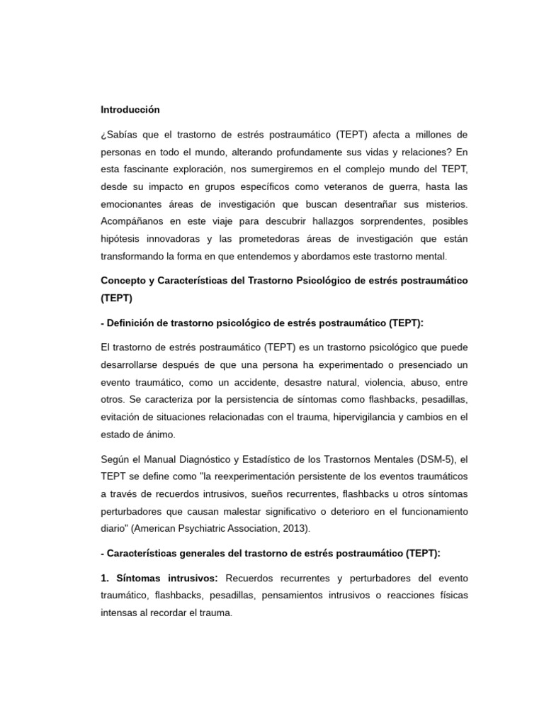 psicometría TEPT | PDF | Trastorno mental | Estrés (biología)