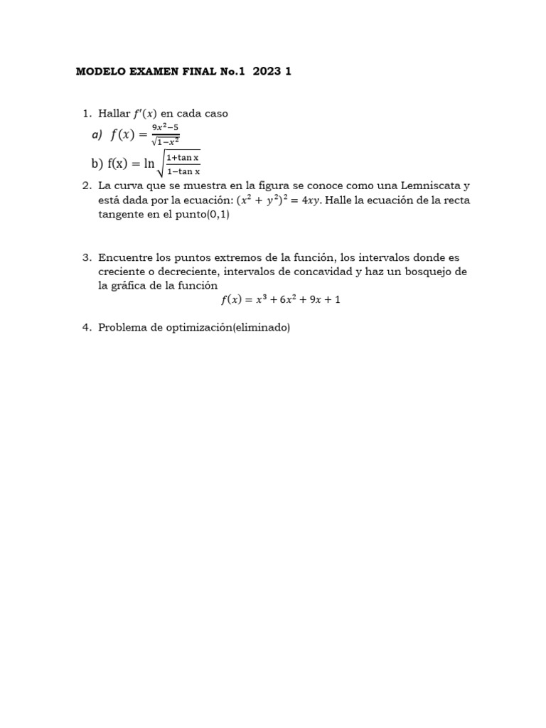 Modelo Examen Final 2023 1 | PDF