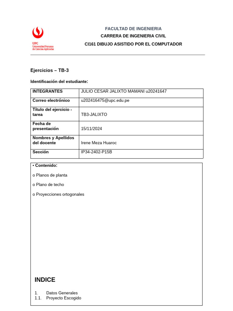 TB3 Jalixto | PDF | Dibujo | Cad automático