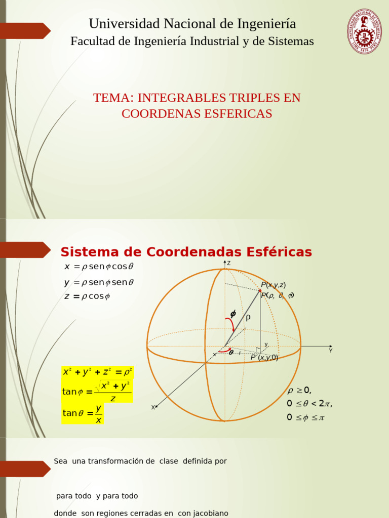 Integrales Triples en Coordenadas Esfericas 2025-V | PDF