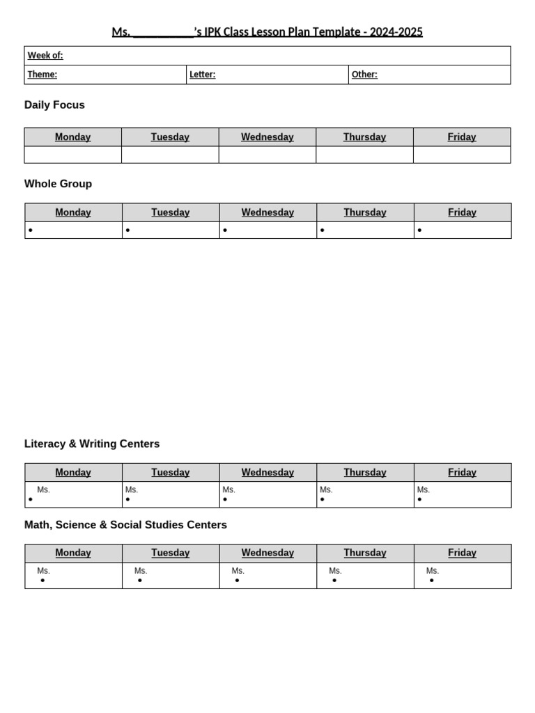 Centers Lesson Plan Template | PDF