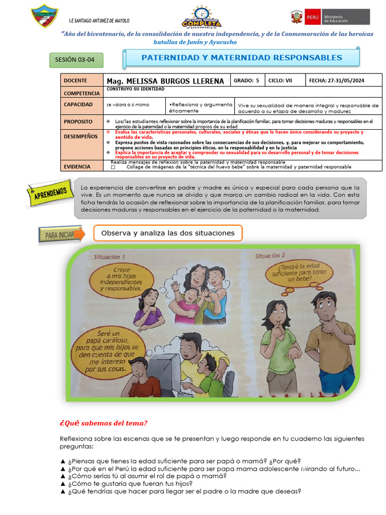 Mag. Melissa Burgos Llerena: Paternidad Y Maternidad Responsables | PDF | Control de la ...