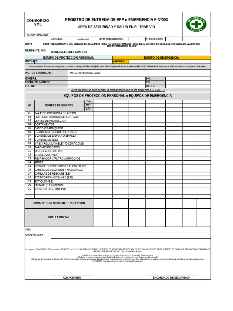 3.FORMATO REGISTRO DE EPPS | PDF
