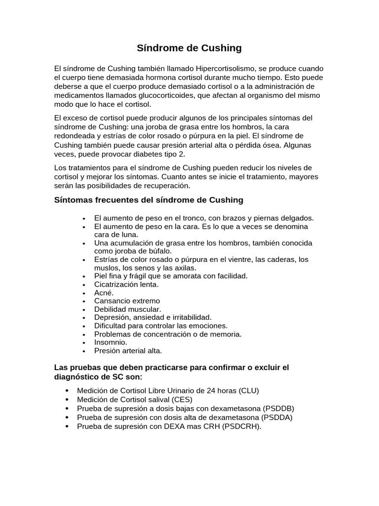 Informacion Del Sindrome de Cushing | PDF | Medicina CLINICA | Endocrinología