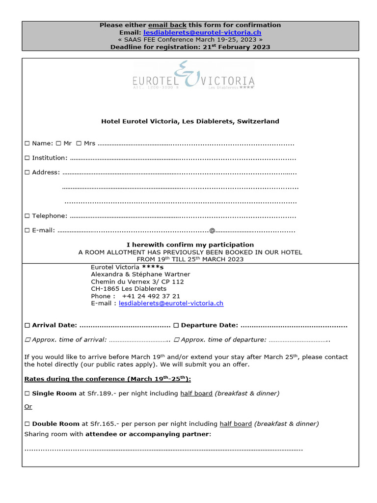 SAAS FEE Conference Registration Form | PDF | Credit Card | Payments