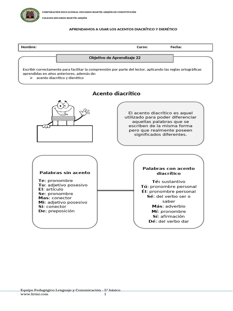 Uso de Acentos Diacríticos y Dieréticos | PDF | Pronombre | Palabra