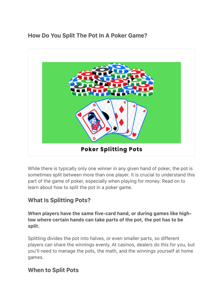 Understanding Poker Split Pot Rules | PDF | Betting In Poker | Poker