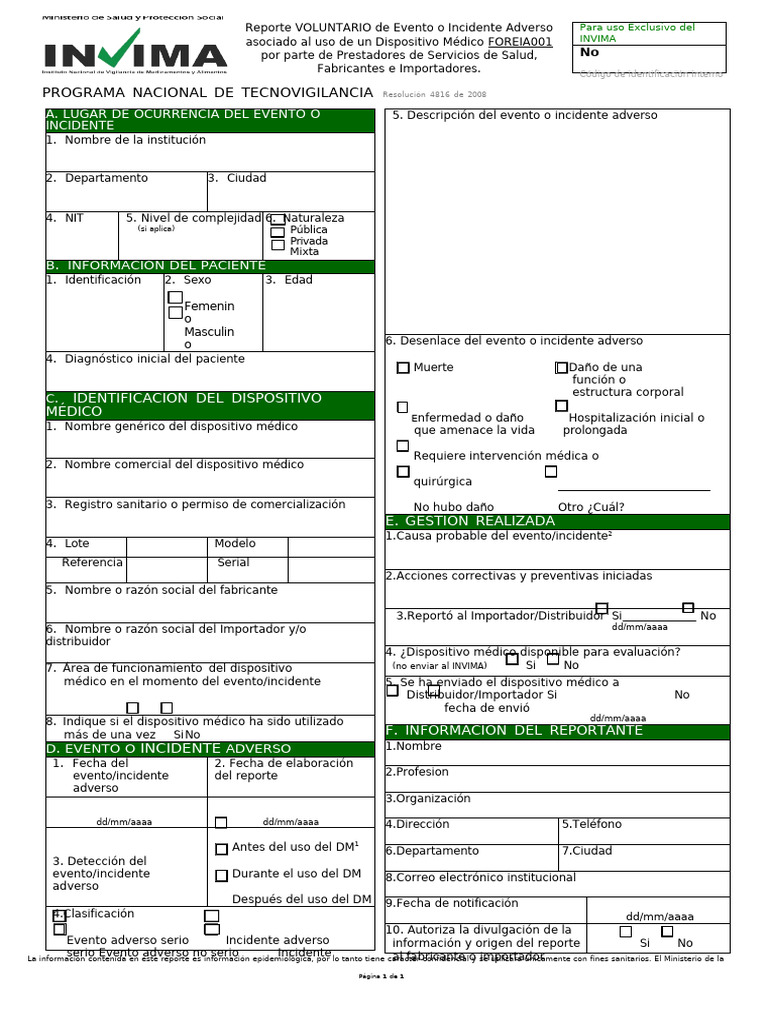 Reporte Eventos Serios Foreia001 2013 | PDF | Medicina | Cuidado de la ...