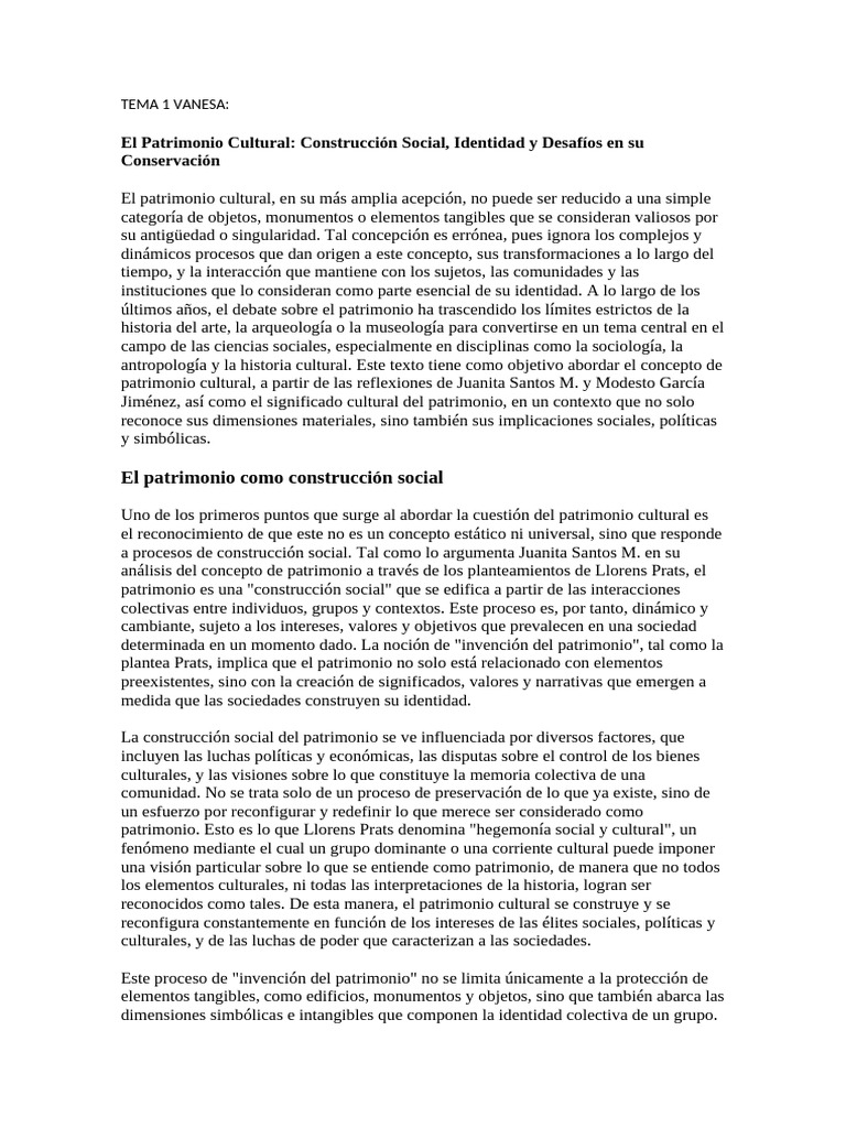 TEMA 1 patrimonio cultural | PDF | Bienes (Ley) | Sociedad
