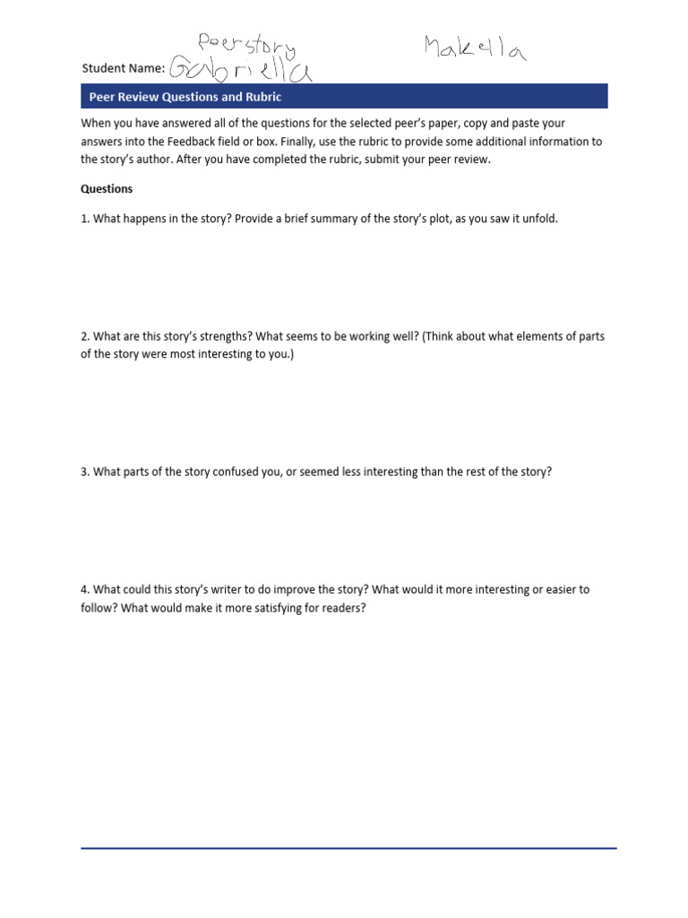 Peer Review Guide for Story Feedback | PDF