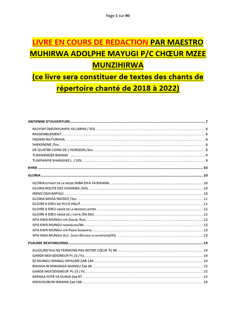 LIVRET DES CHANTS SAISIES ADOLPHE-1 | PDF | Liturgie catholique ...