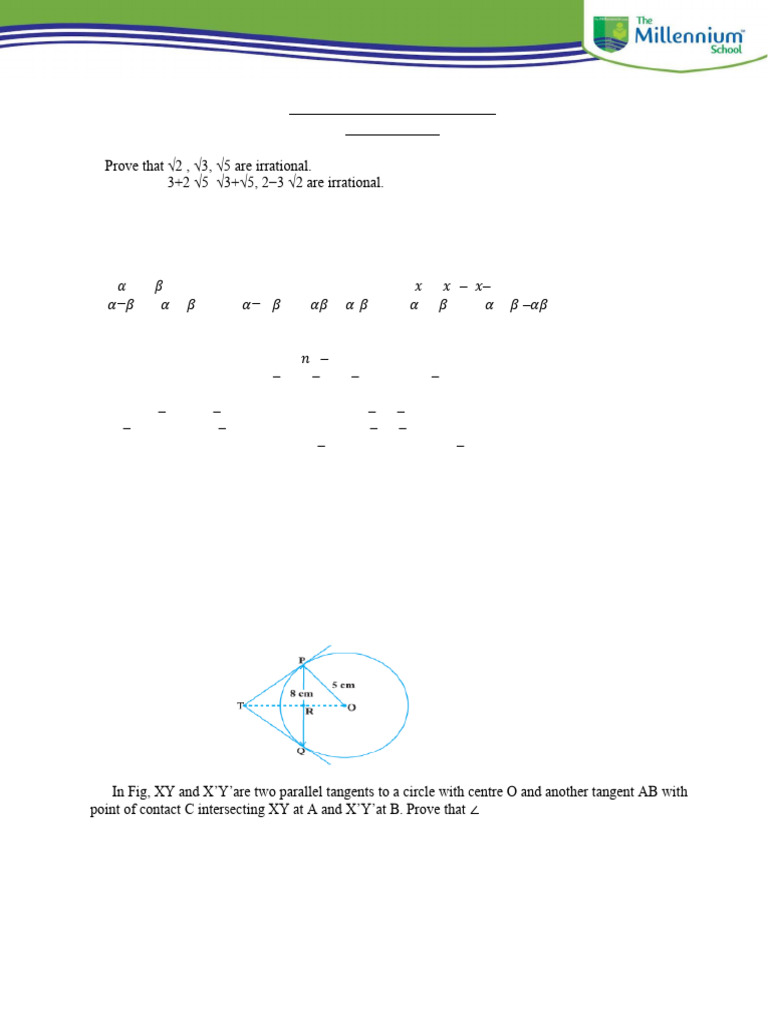 Class 10 Math Revision Worksheet | PDF | Circle | Area
