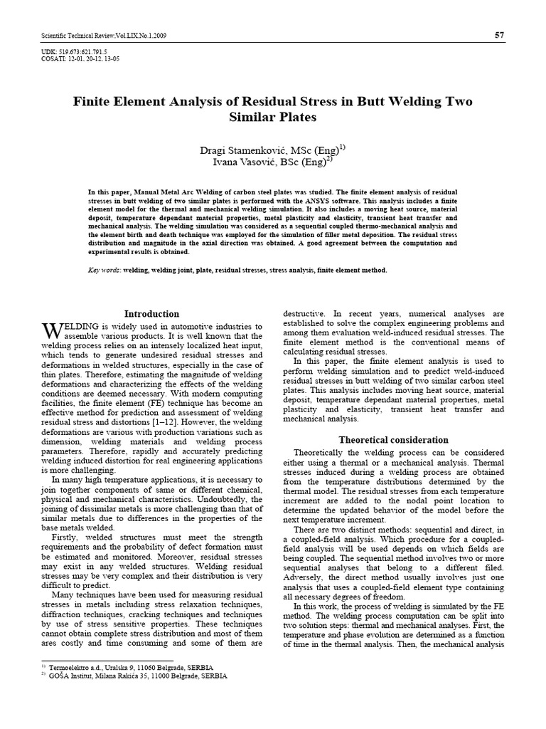 Finite Element Analysis of Residual Stre-2 | PDF | Welding | Construction