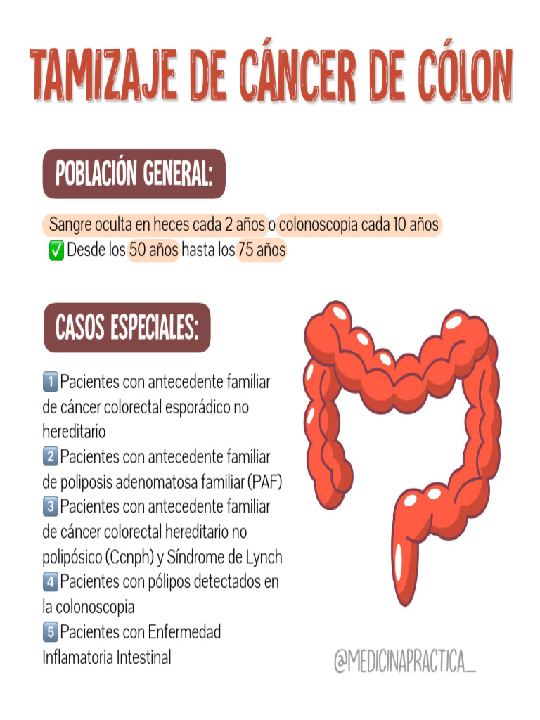 Tamizaje cáncer de cólon | PDF | Cáncer colonrectal | Enfermedades y ...