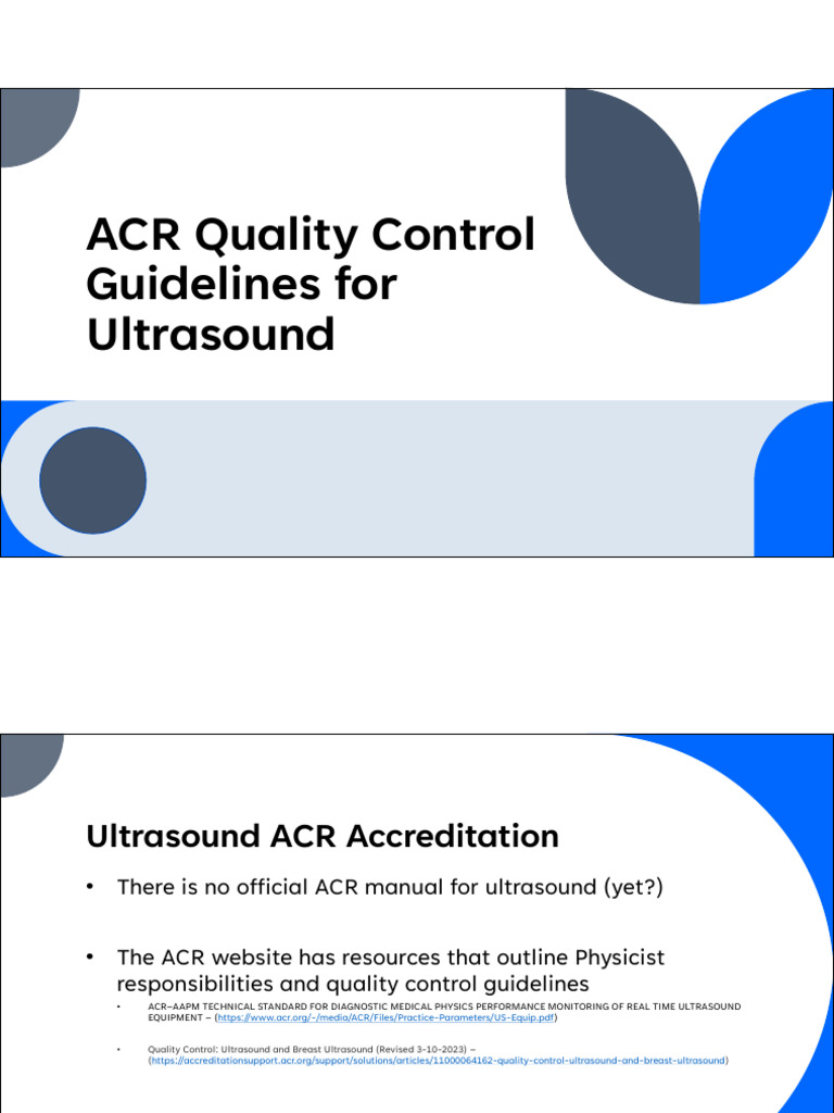 ACR QC Guidelines For Ultrasound | PDF | Medical Ultrasound