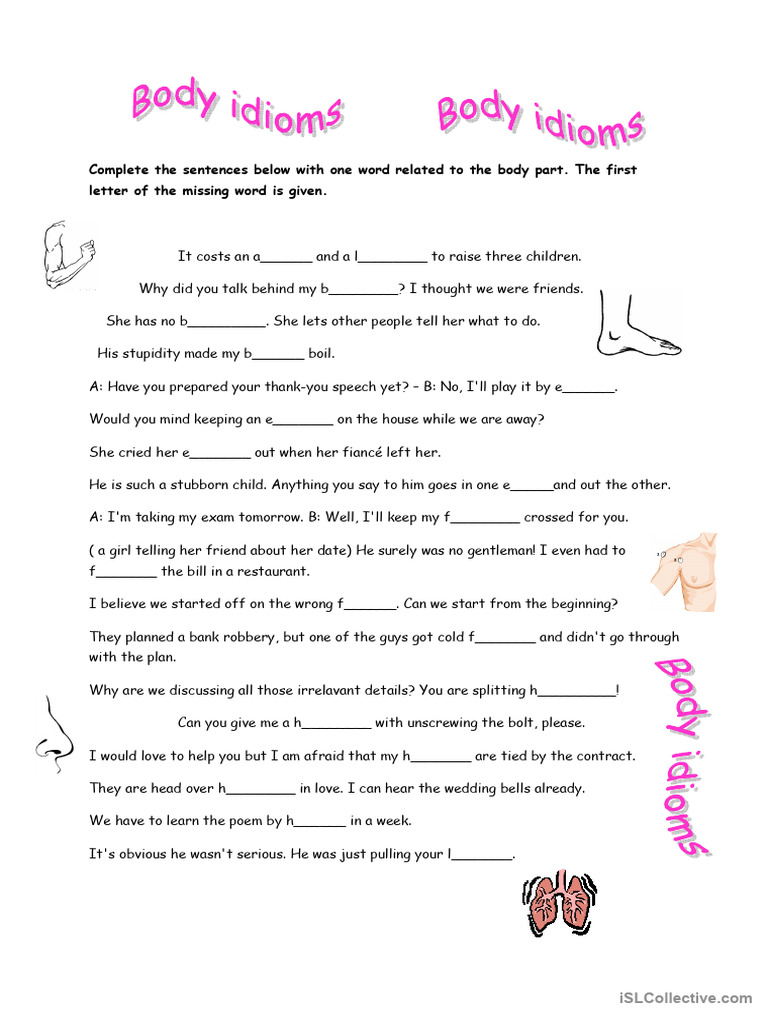 Body Idioms Fill-in-the-Blank Exercise | PDF