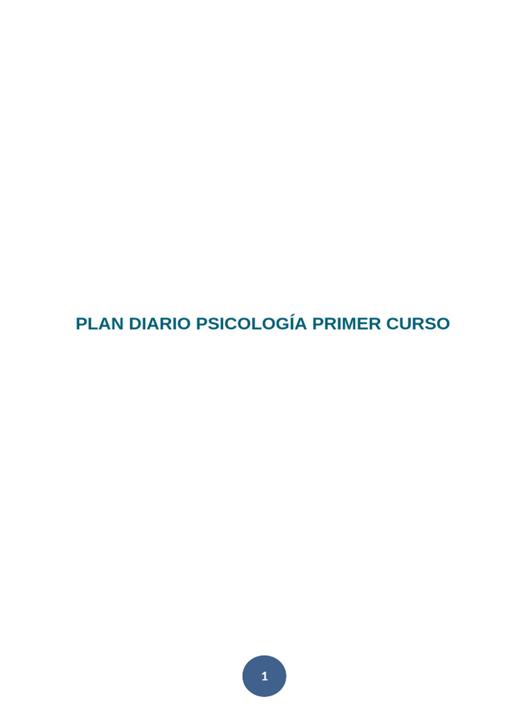 Plan Diario Psicología Primer Curso-1 | PDF | Las emociones | Sicología