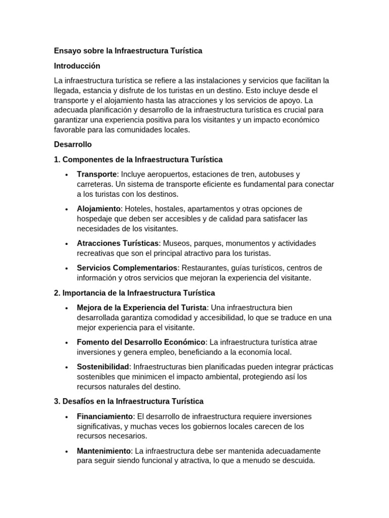 Importancia de la Infraestructura Turística | PDF | Infraestructura ...