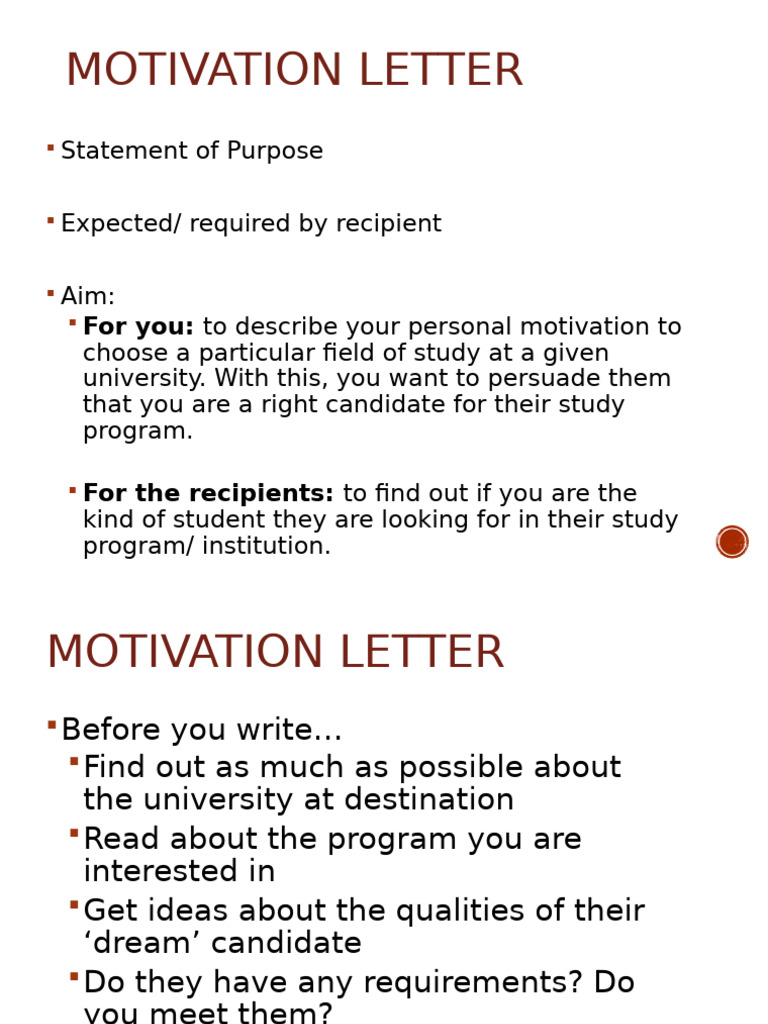 Letter of Motivation | PDF | Motivation | Motivational