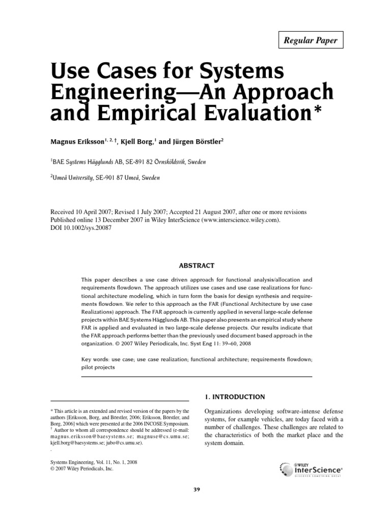 4 Use case approach to SE | PDF | Use Case | Systems Engineering