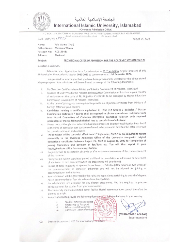 International Islamic University, Islamabad | PDF