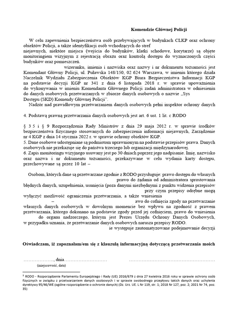 Klauzula Informacyjna KGP | PDF