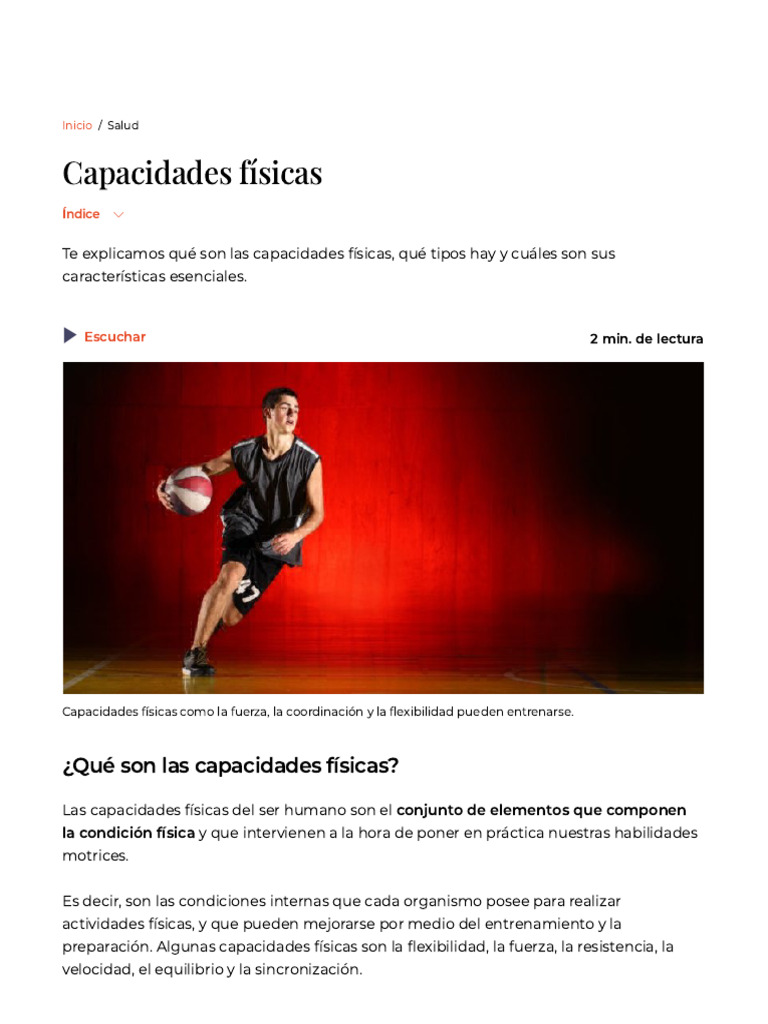 Tipos y características de capacidades físicas | PDF | Flexibilidad ...