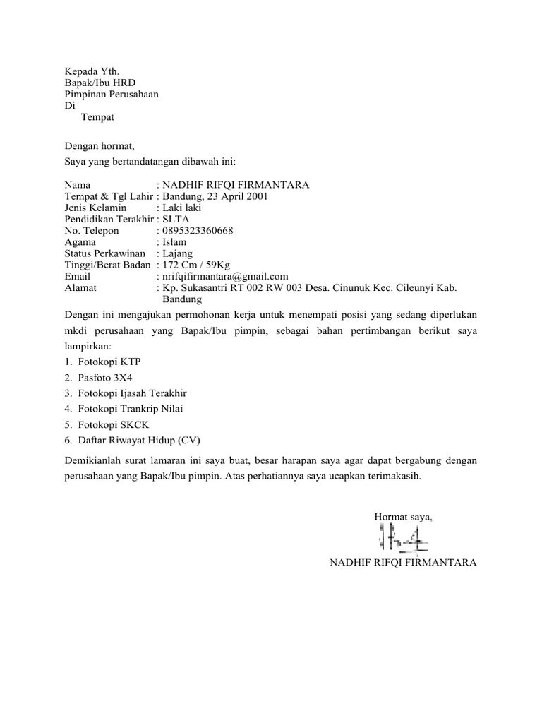 Lamaran Kerja Compressed | PDF
