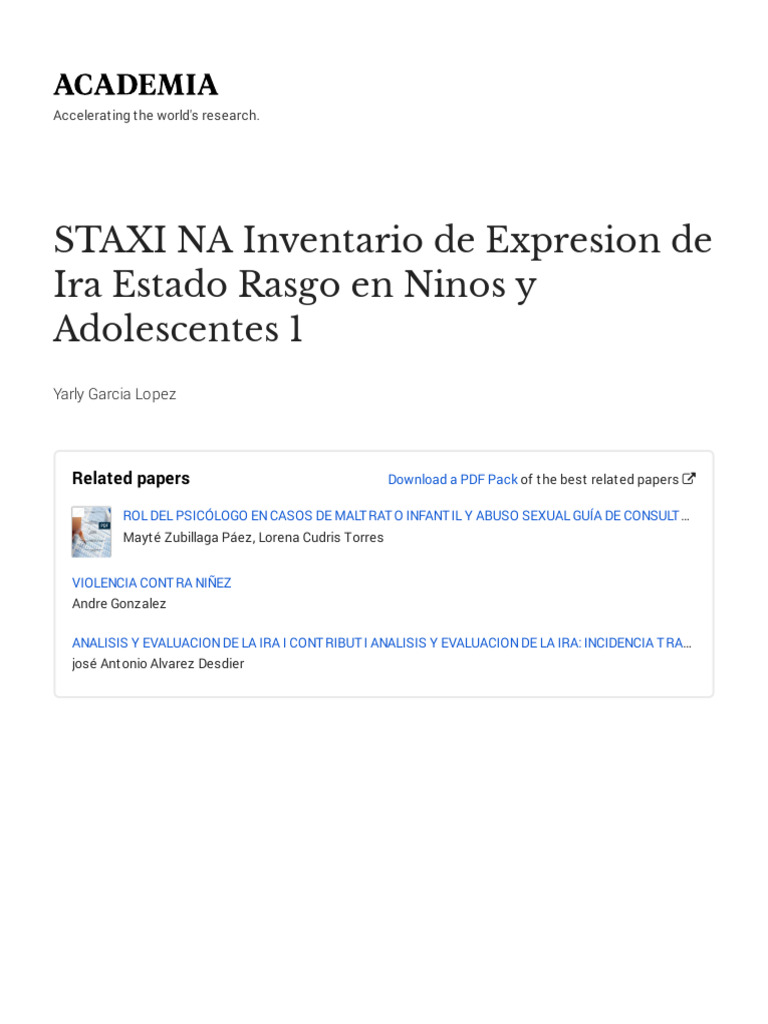 Staxi Na Inventario de Expresion de Ira Estado Rasgo en Ninos y ...