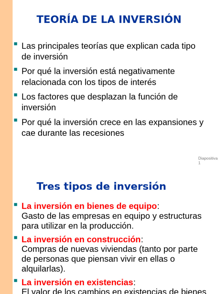 Teoría de la Inversión y su Impacto Económico | PDF | Inversiones ...