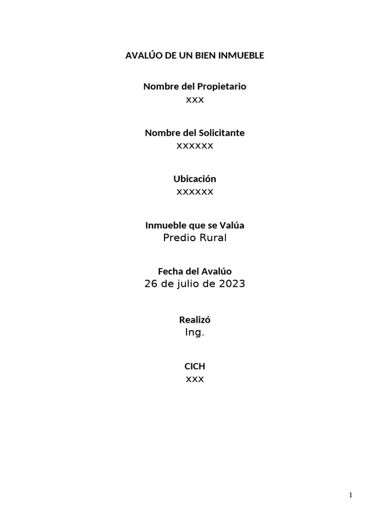 Avalúo Predio Rural Puerto Cortés | PDF