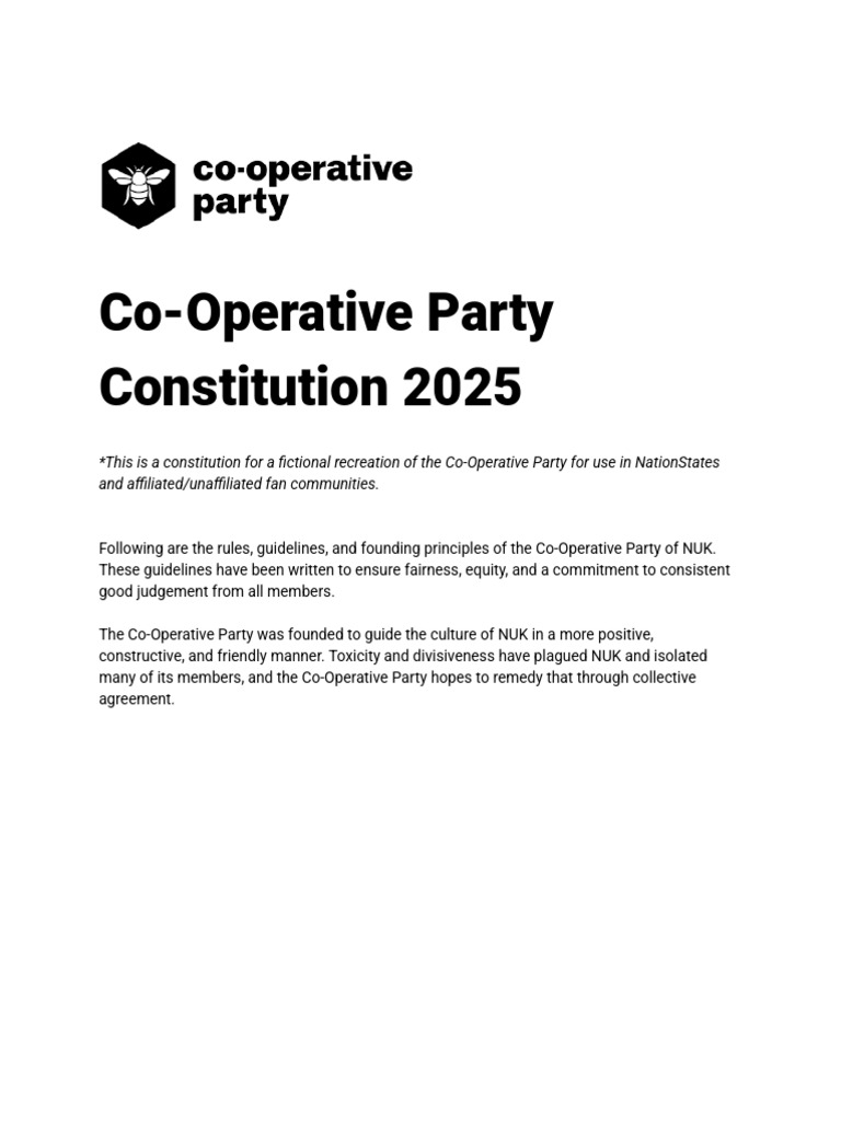 Co-Operative Party Constitution 2025 | PDF | Cooperative | Government