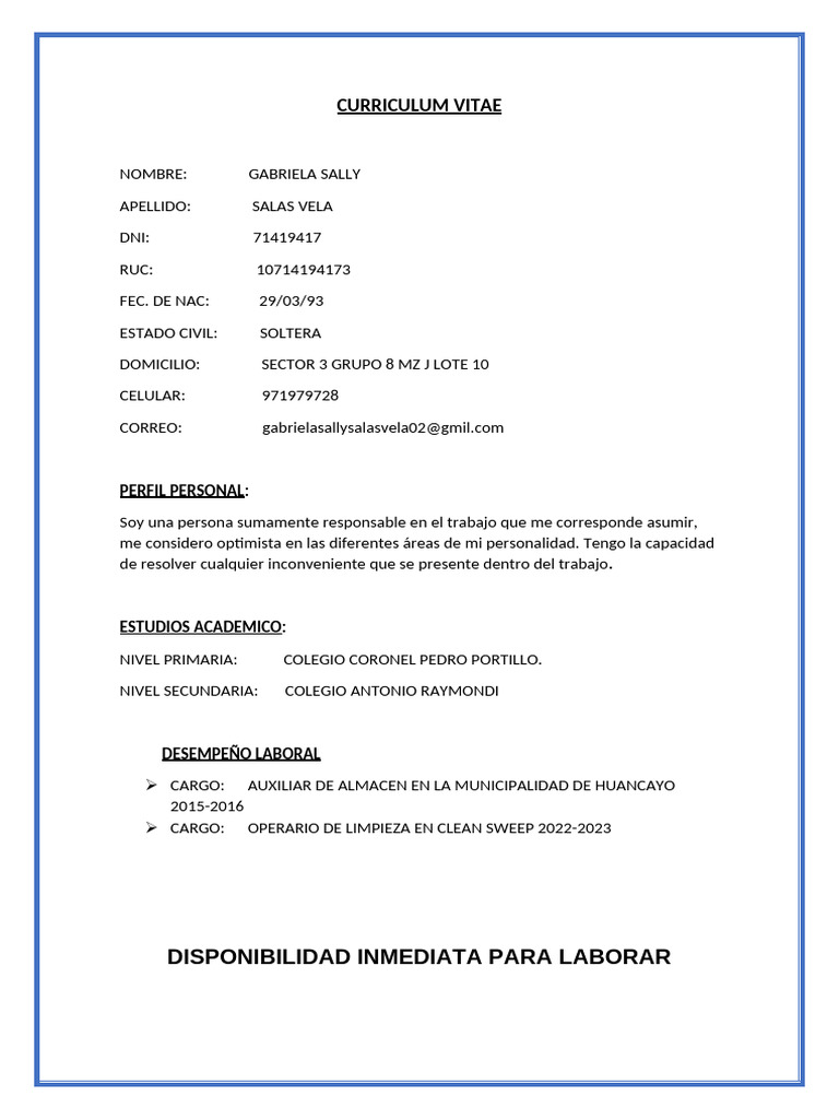 Curriculum Gabriela | PDF