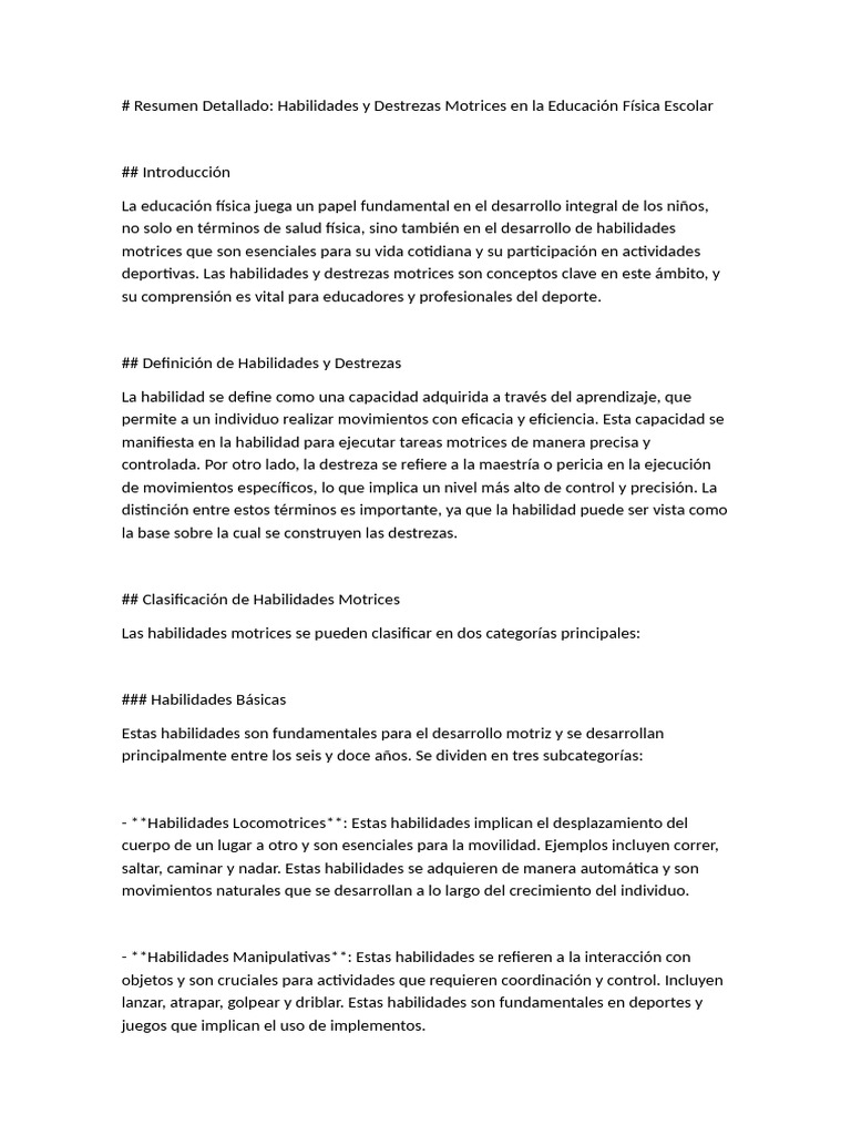 Habilidades Motrices en Educación Física | PDF | Enseñando | Aprendizaje