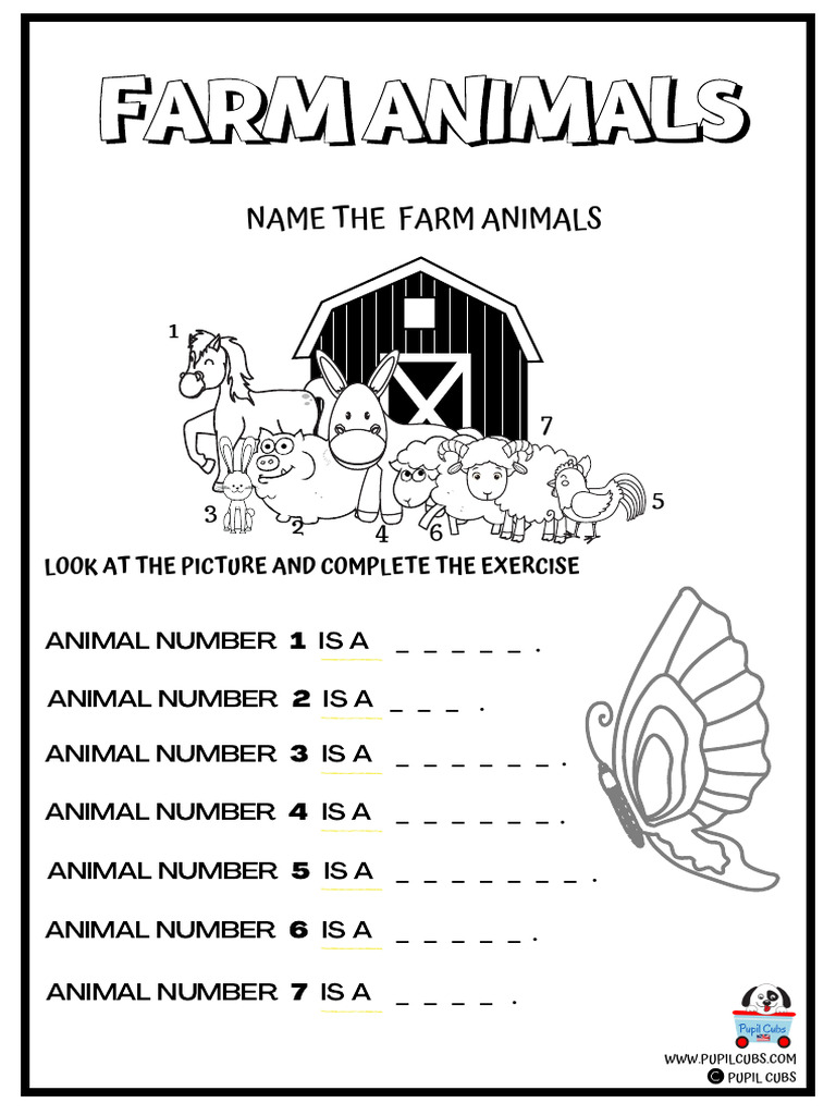Name The Farm Animals BW | PDF