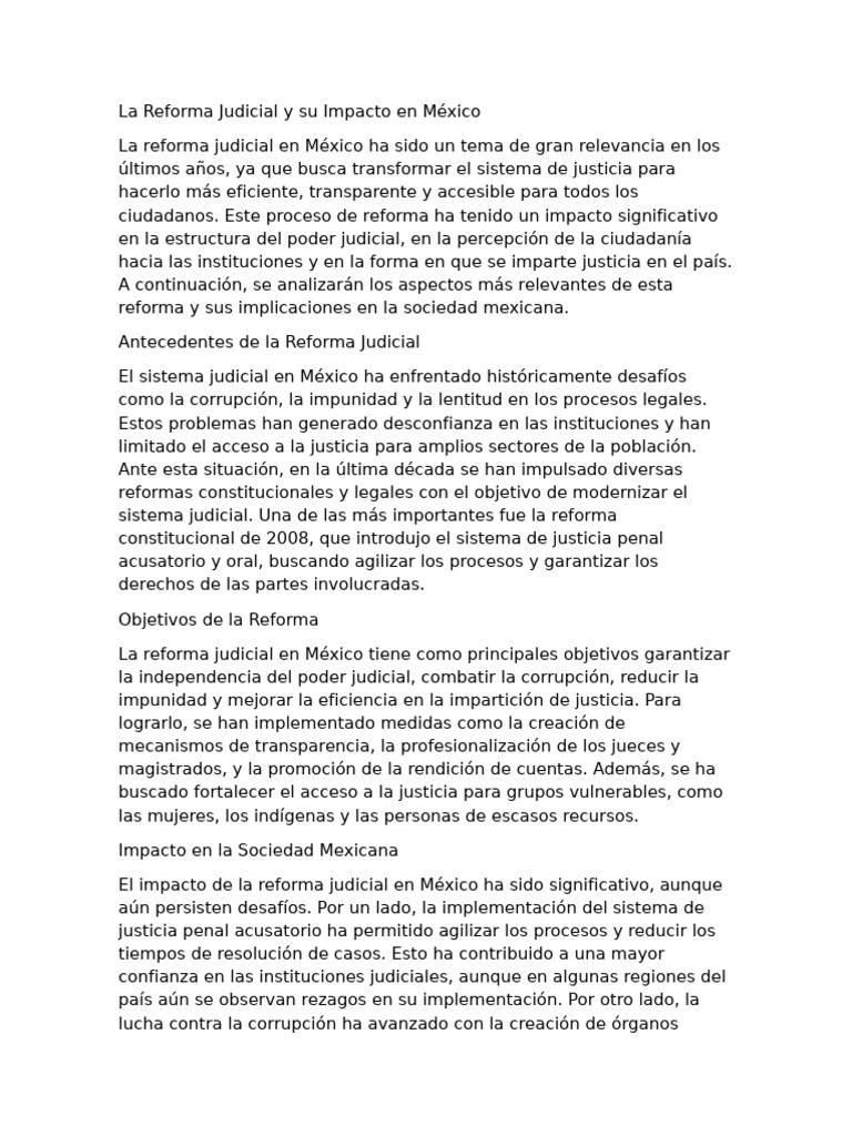 El Impacto de La Reforma Judicial en México | PDF | Responsabilidad ...