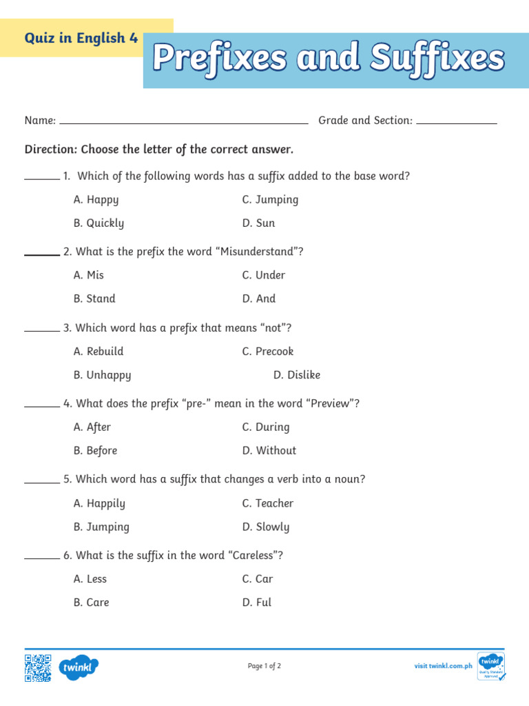 Prefixes and Suffixes Practice | PDF | Grammar | Language Mechanics