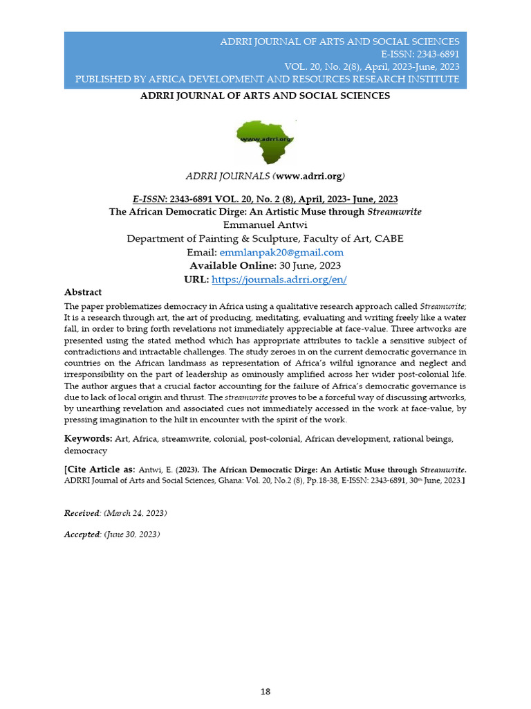 The African Democratic Dirge An Artistic | PDF | Democracy | Political ...