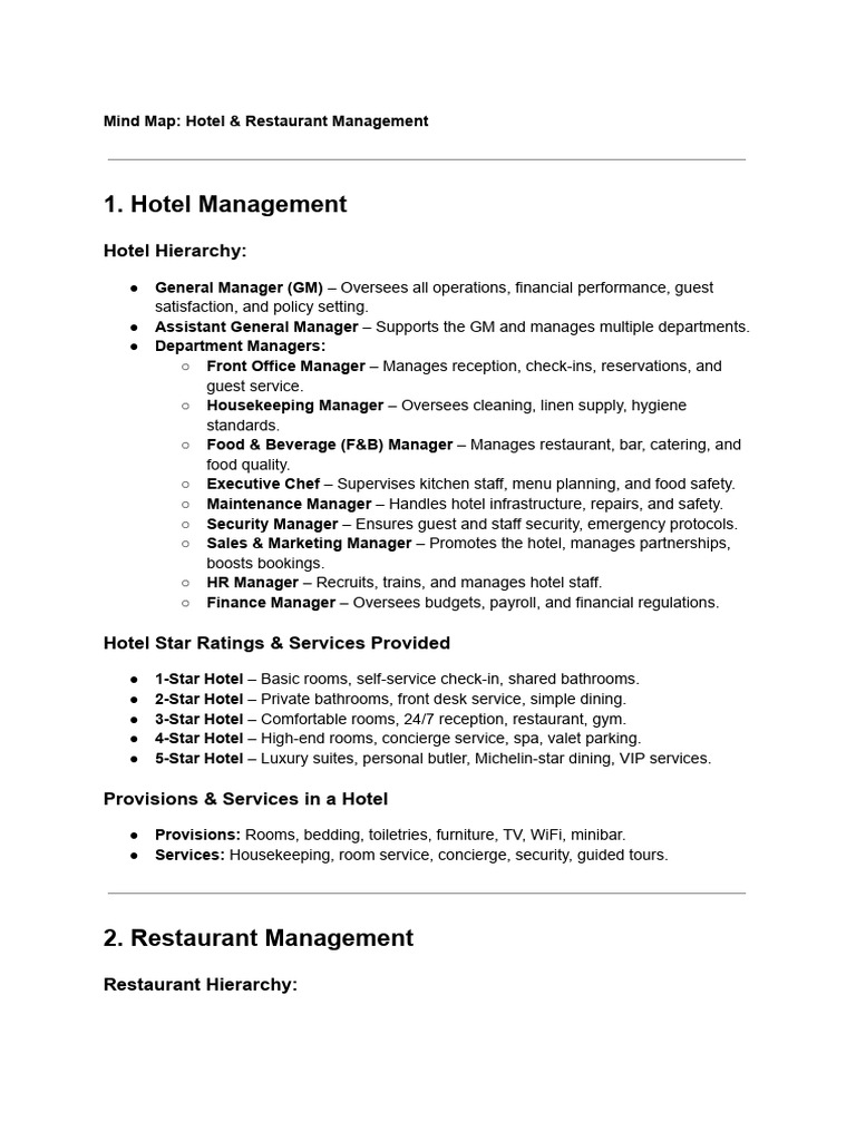 Hospitality and Catering Revision For Hotel | PDF | Waiting Staff ...