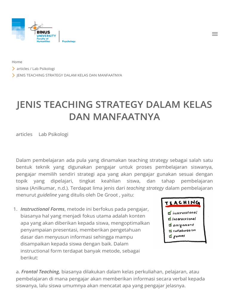 Strategi Pengajaran dan Manfaatnya | PDF